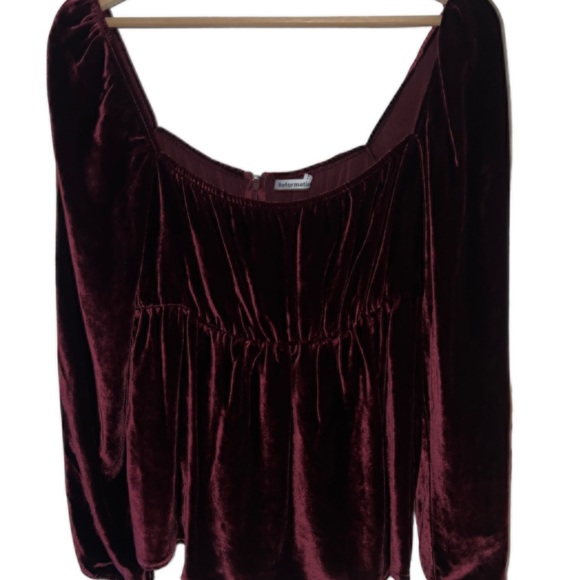 Reformation | Tops | Reformation Roy Burgundy Velvet Silk Blend Top ...